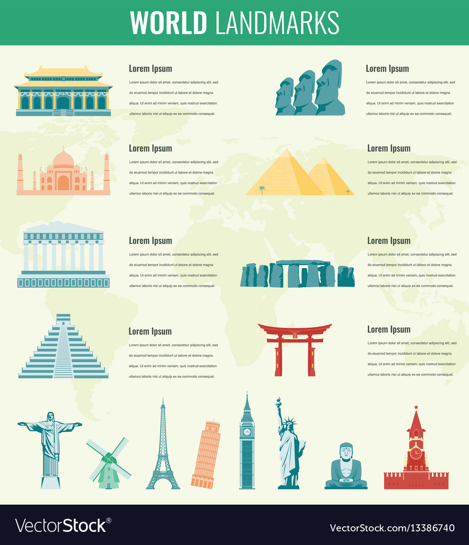 World landmarks infographics set travel and Vector Image