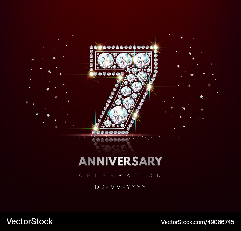 Birthday numbers anniversary seven year Royalty Free Vector