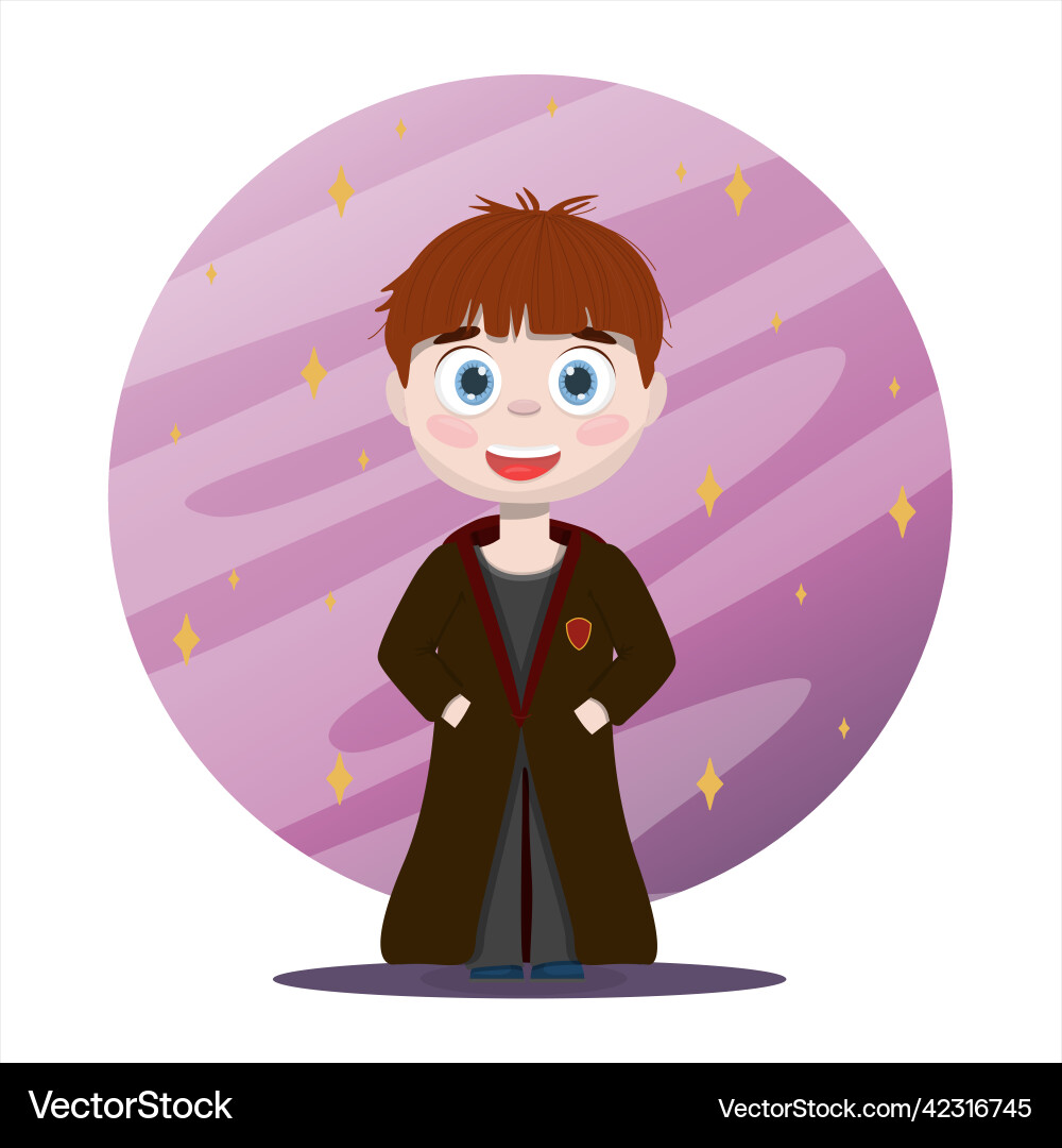 Boy is a wizard in robe cartoon Royalty Free Vector Image