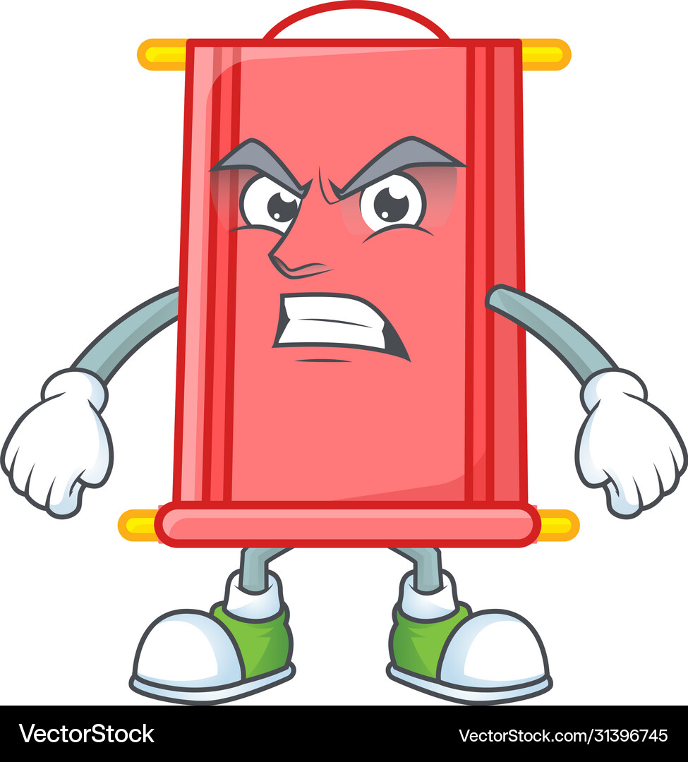 Cartoon character chinese scroll with angry face Vector Image