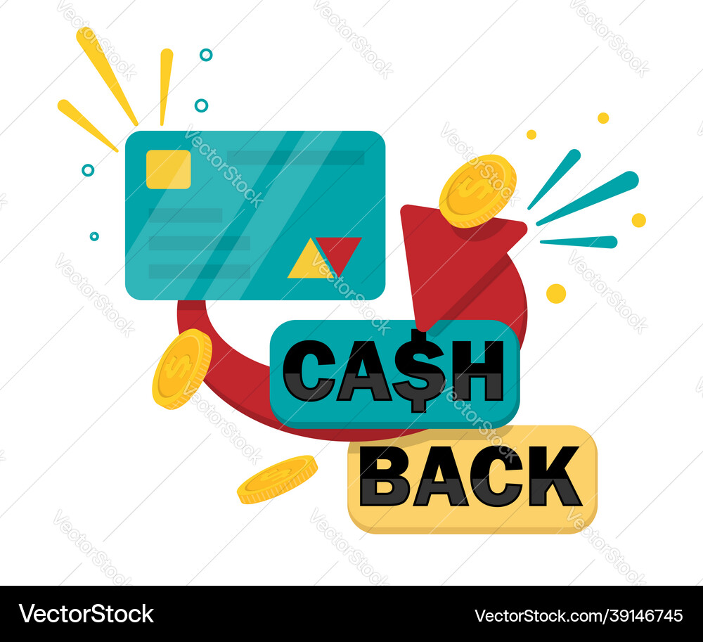 Cashback concept credit or debit card Royalty Free Vector