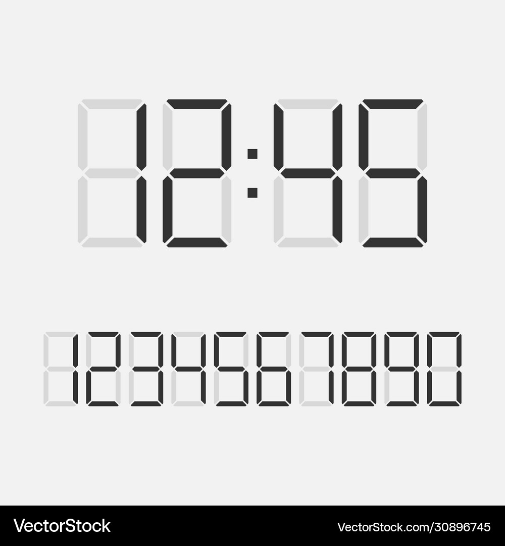 Digital clock number set electronic figures Vector Image