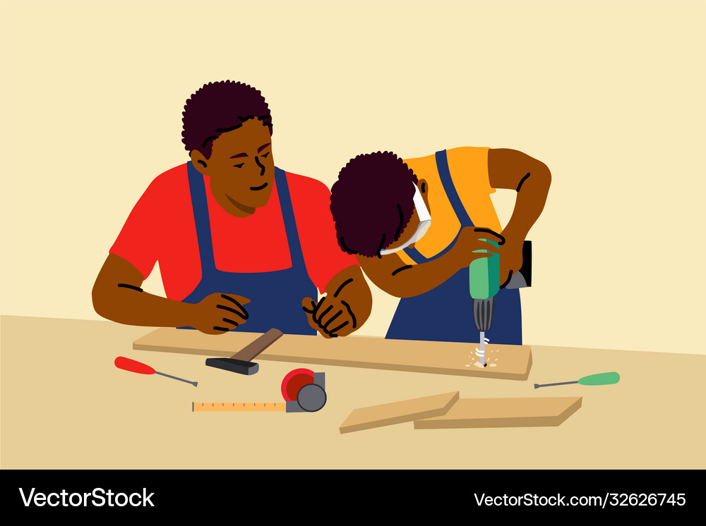 Fatherhood childhood work education help Vector Image