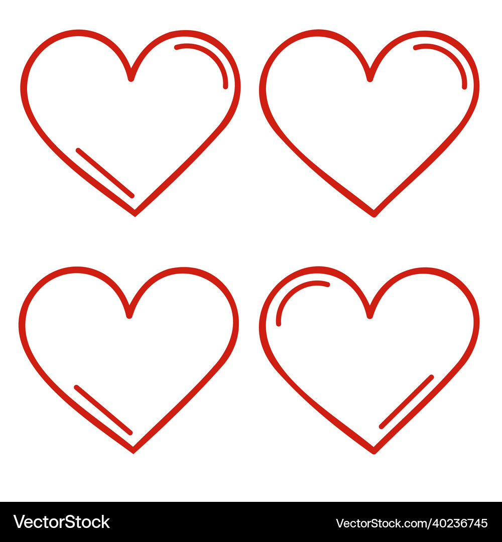 Heart red outline love icon flat Royalty Free Vector Image