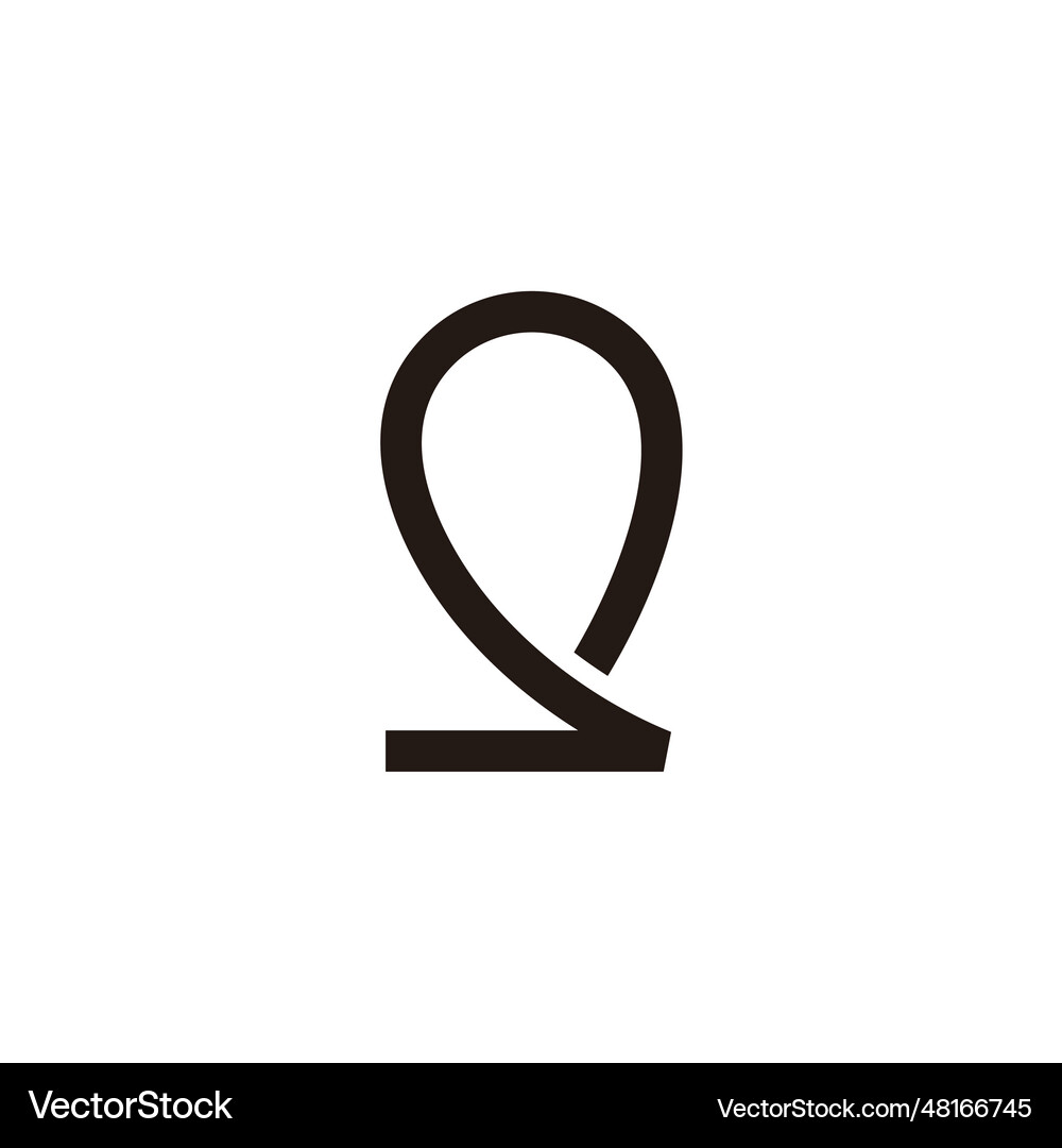 Number two loop geometric line logo Royalty Free Vector
