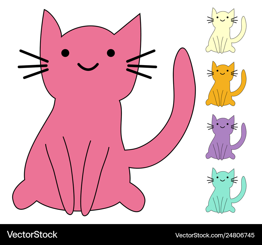 Set cute cats in simple design for kids Royalty Free Vector