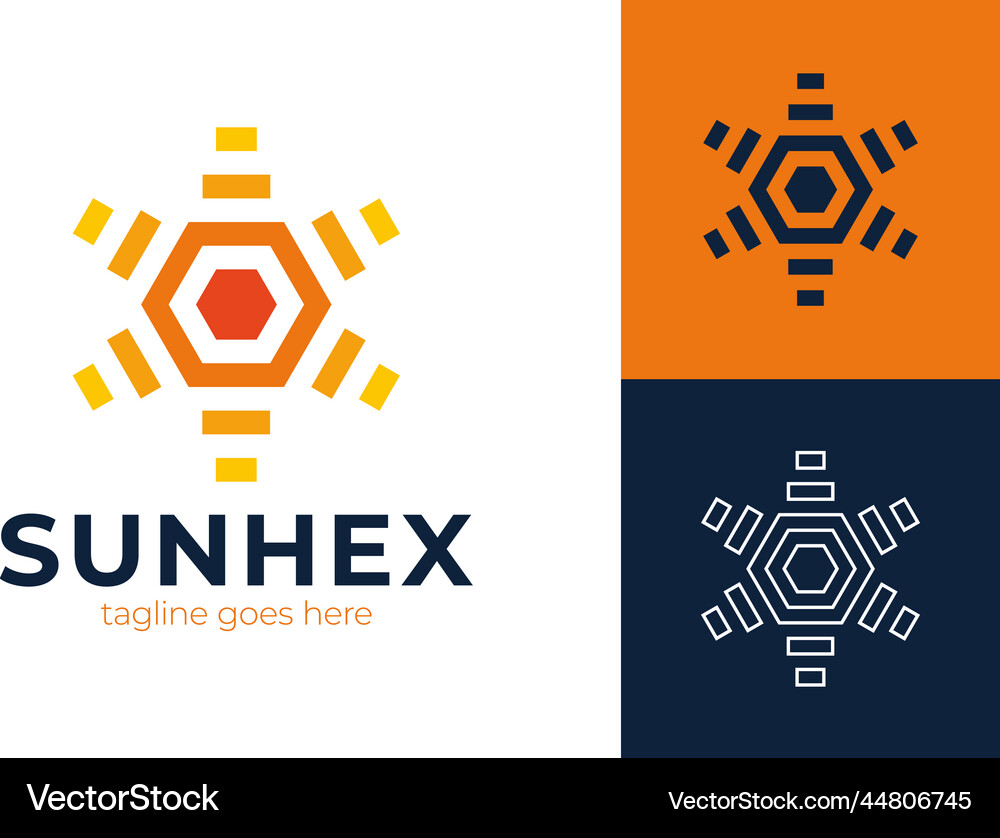 Sun hexagon gear logo creative morning modern Vector Image