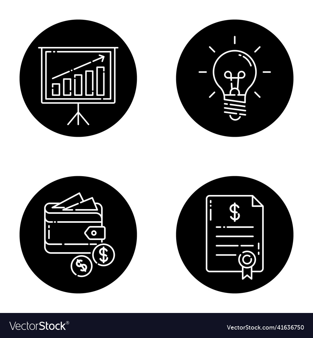 Business glyph flat icon set isolated on white Vector Image