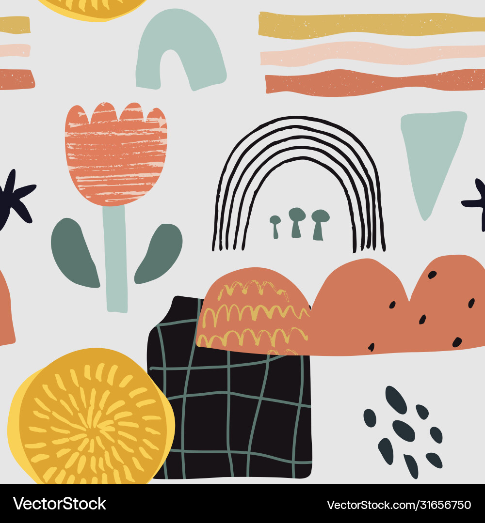 Colorful collage contemporary seamless Royalty Free Vector