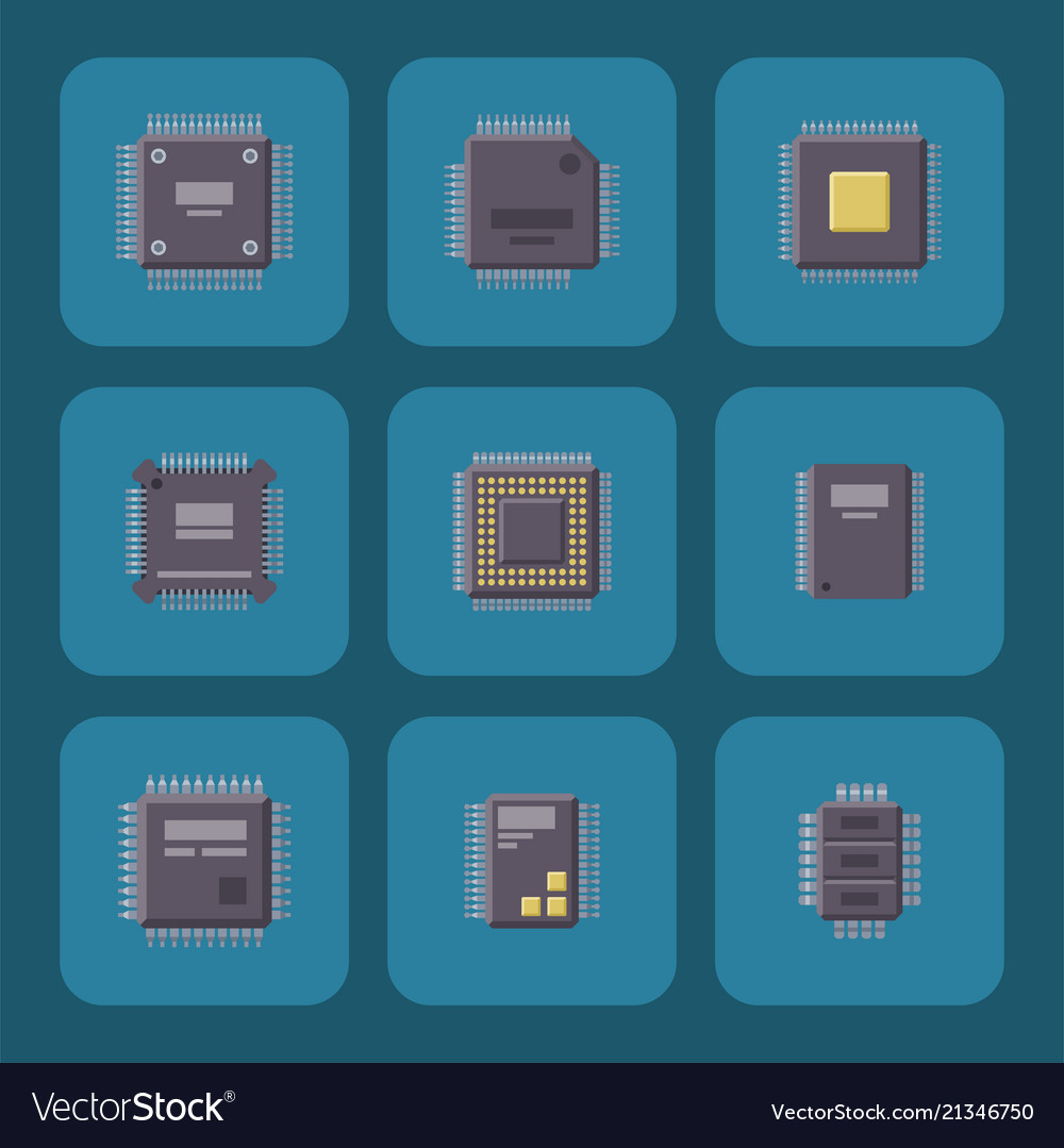Cpu microprocessors microchip Royalty Free Vector Image