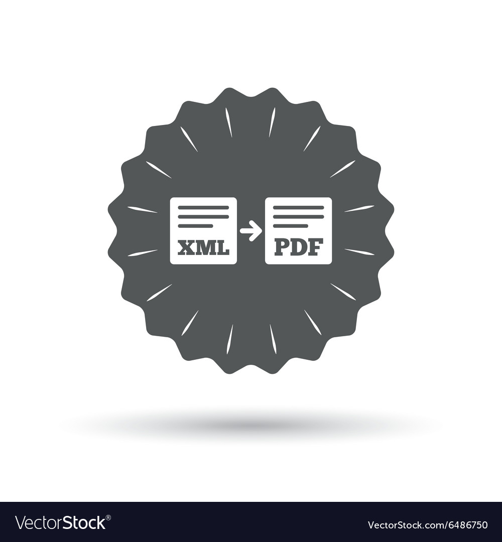 Export xml to pdf icon file document symbol Vector Image