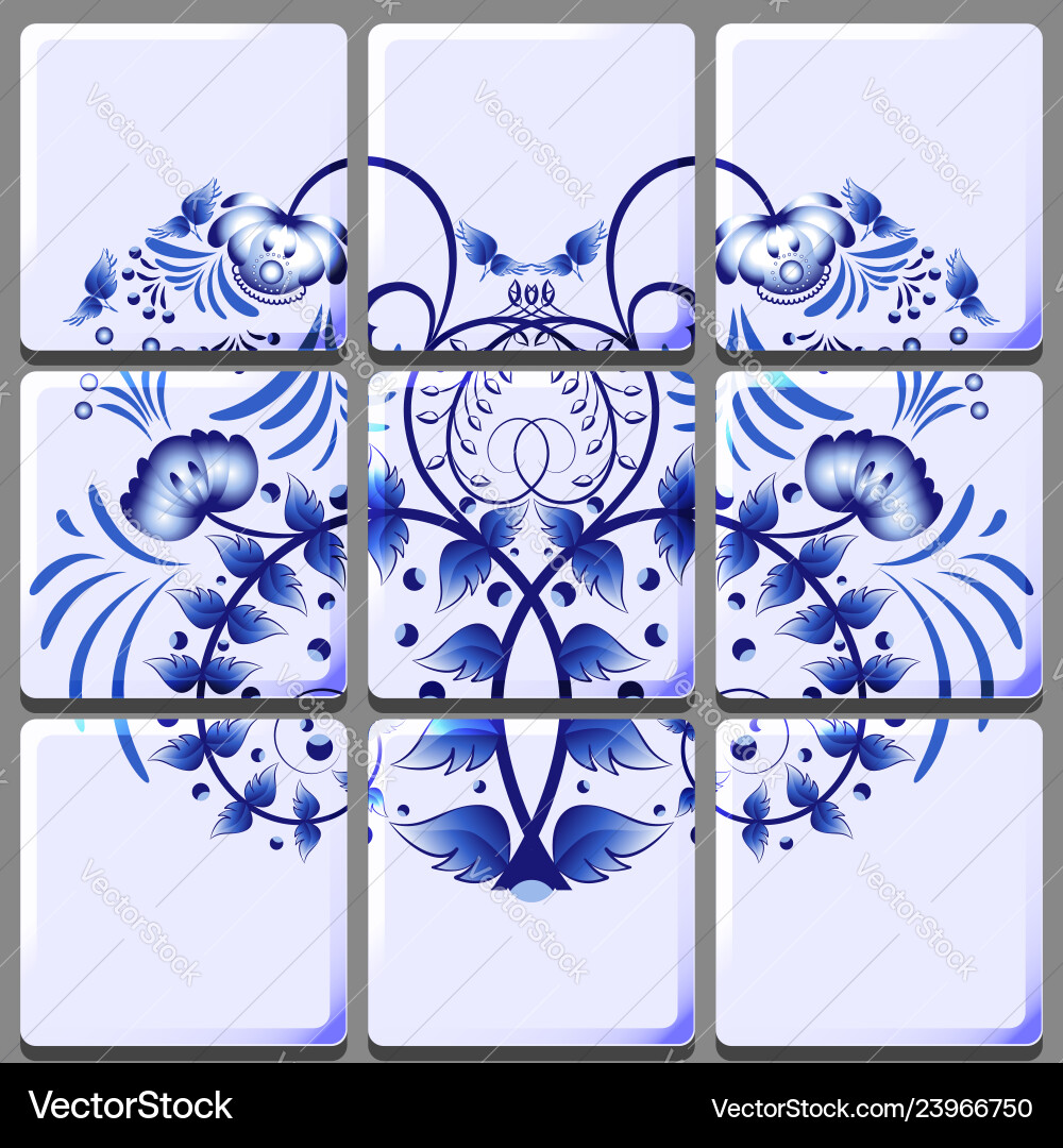 Floral ornament applied to a ceramic tile modular Vector Image