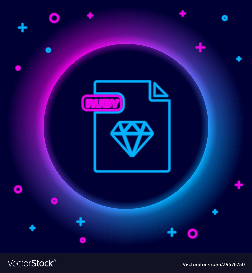 Glowing neon line ruby file document download Vector Image