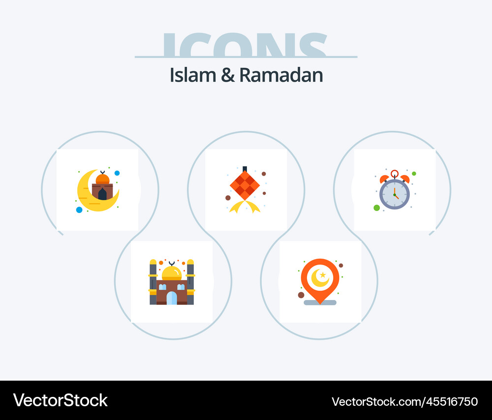 Islam and ramadan flat icon pack 5 icon design Vector Image