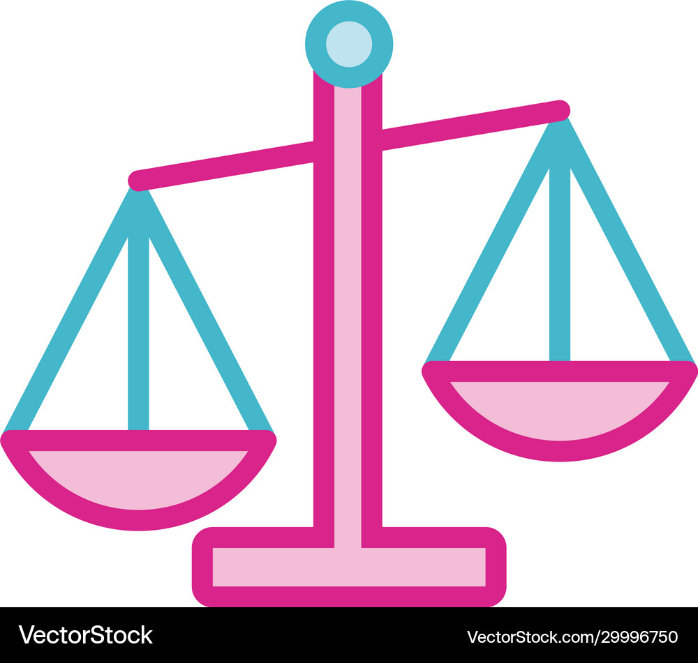 Justice scale line and fill style icon Royalty Free Vector
