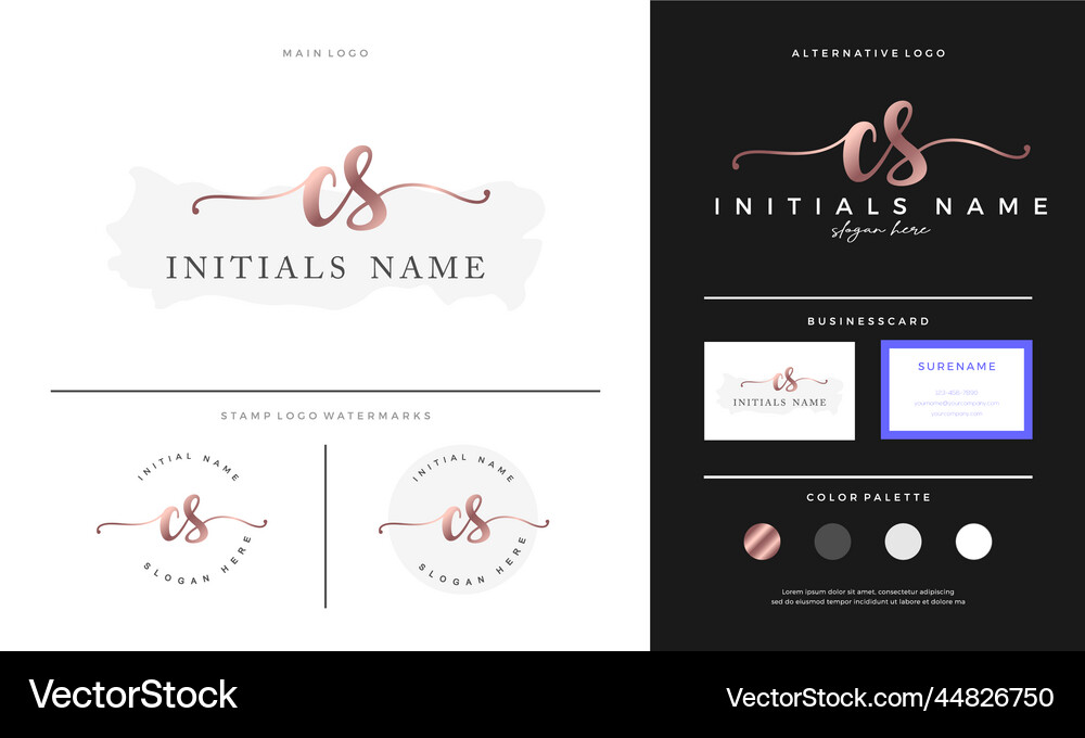 Letter cs c s handwriting initial feminine Vector Image