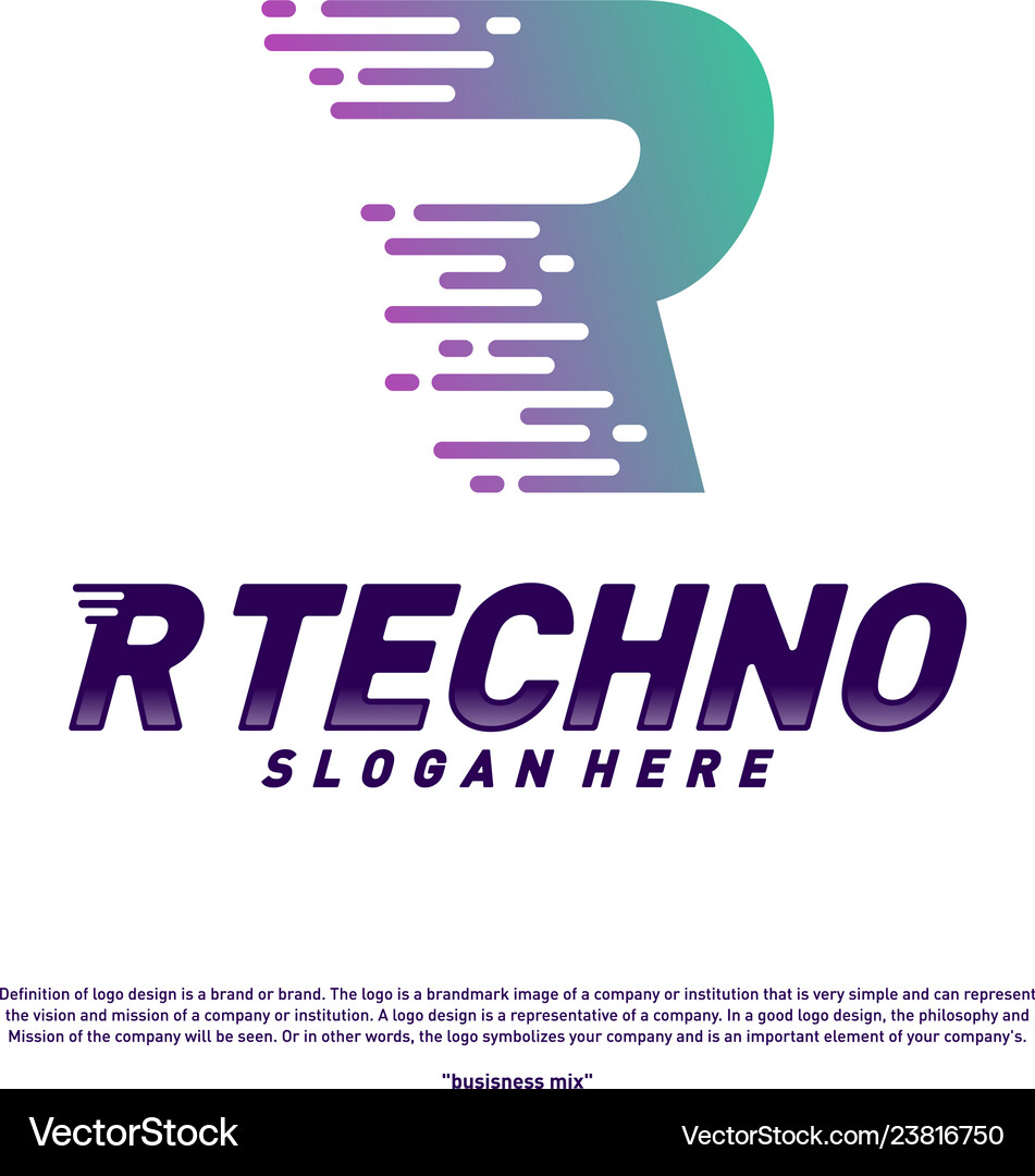 Letter r digital logo design concept initial r Vector Image