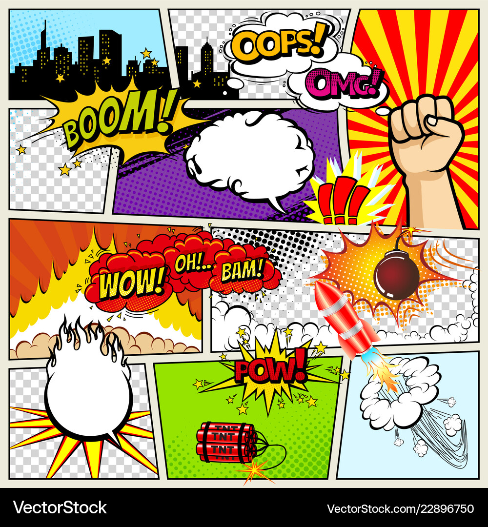 Retro Comic Book Speech Bubble Template Royalty Free Vector