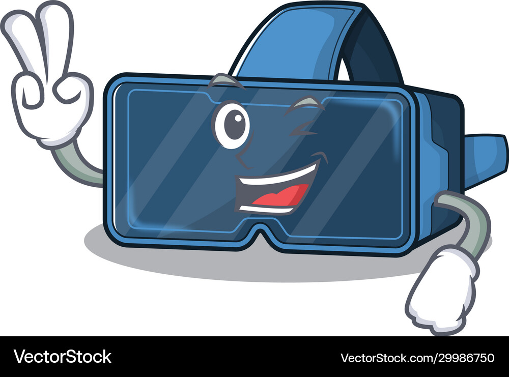 Smiley mascot vr virtual reality cartoon Vector Image