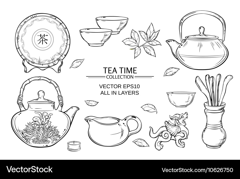 Tea Ceremony Set Royalty Free Vector Image Vectorstock