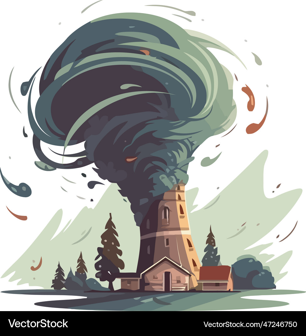 Tornado Destroys Houses Royalty Free Vector Image