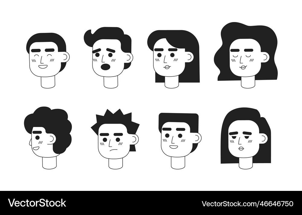 Women men emotional variations monochromatic flat Vector Image