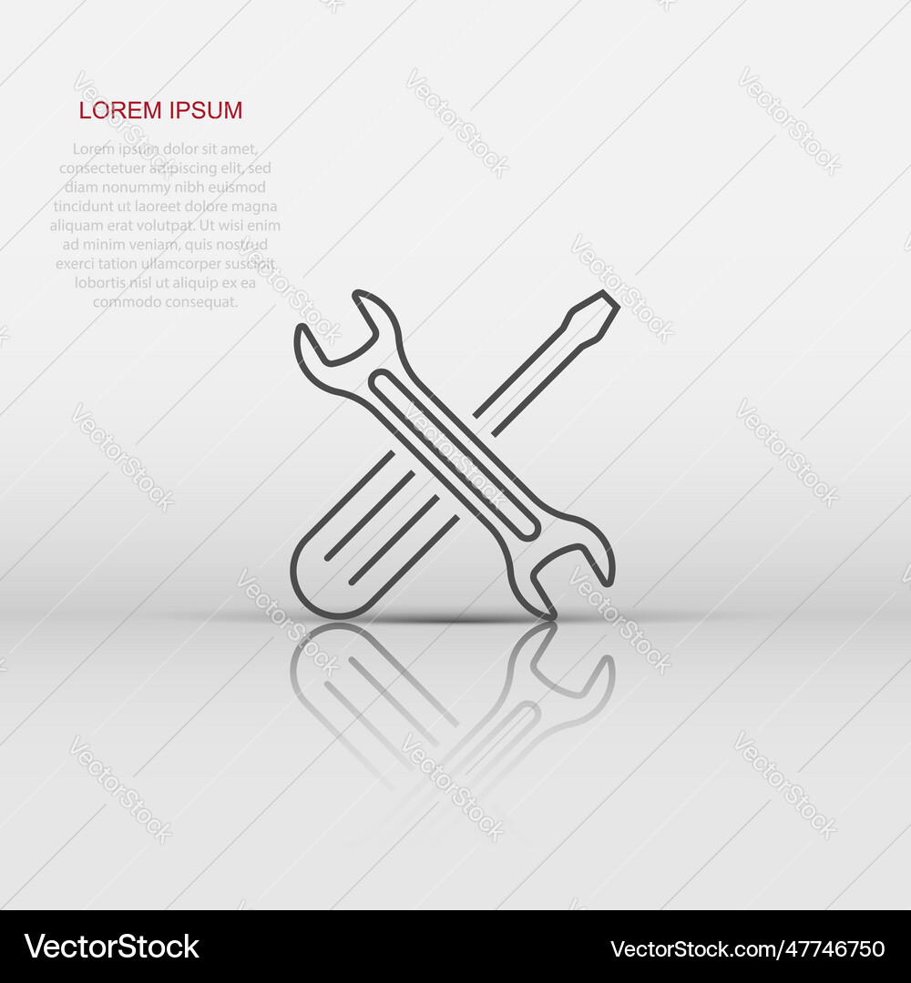 Wrench and screwdriver icon in flat style spanner Vector Image