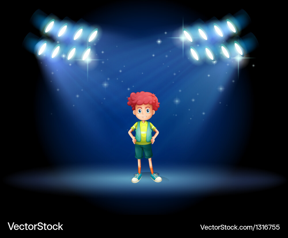 A stage with young boy Royalty Free Vector Image