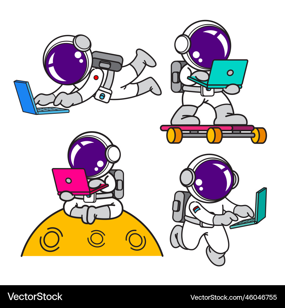 Astronaut cartoon set animation flat design Vector Image