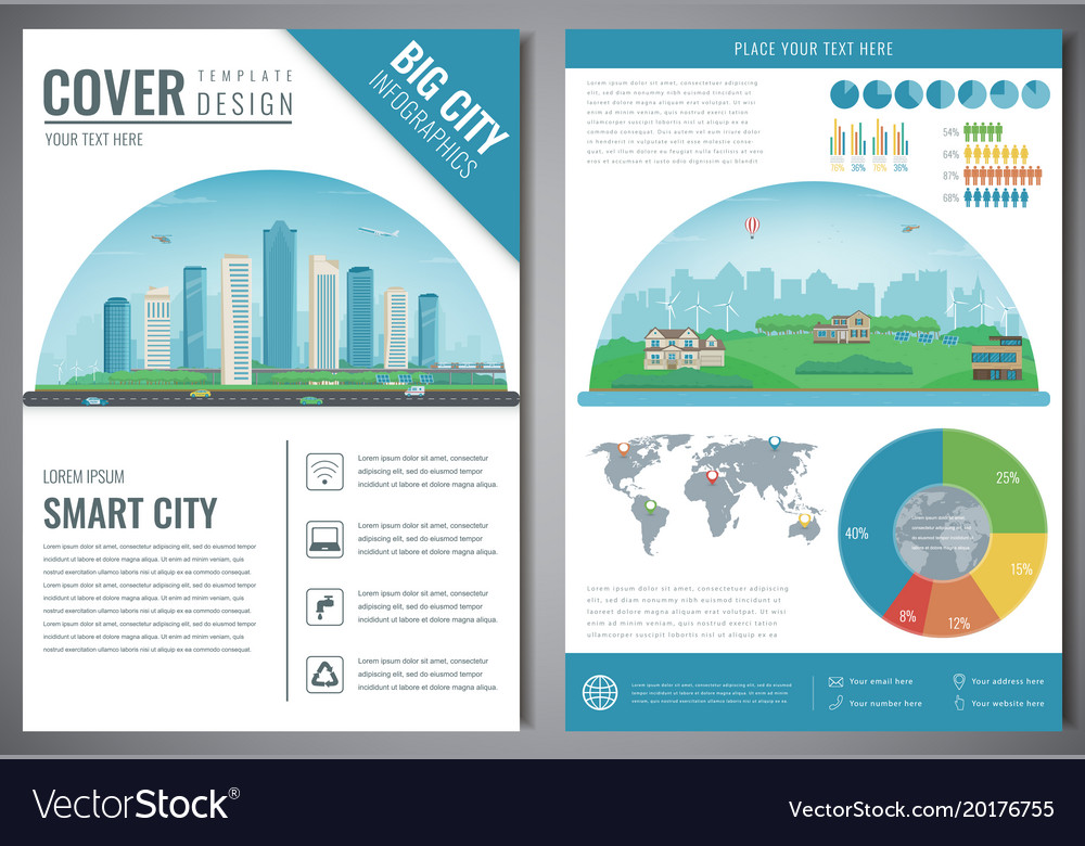 City brochure with urban landscape and suburb Vector Image