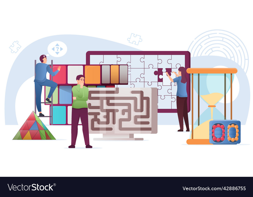 Conundrum flat composition Royalty Free Vector Image