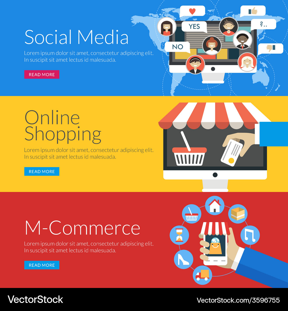 Flat design concept for social media online Vector Image