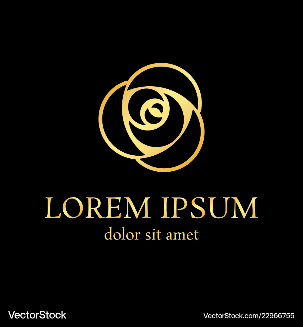 Golden outline rose logo design template Vector Image