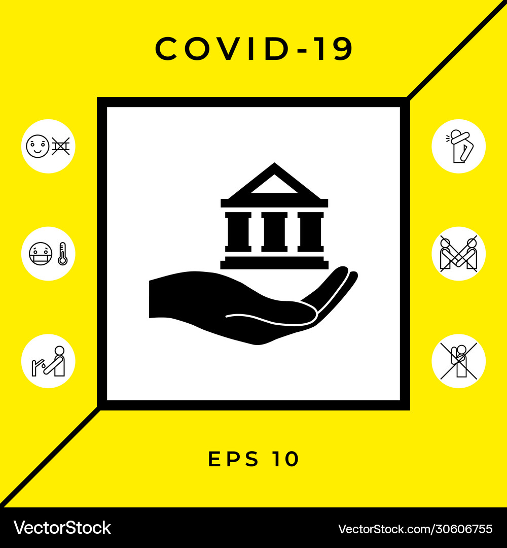 Hand holding bank graphic elements for your design