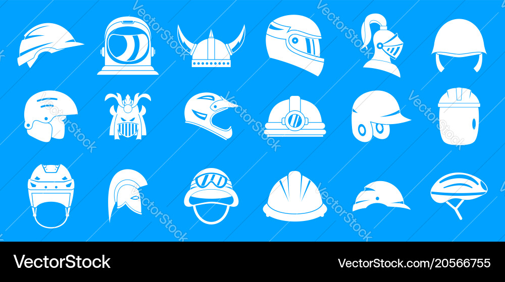 Helmet icon blue set Royalty Free Vector Image