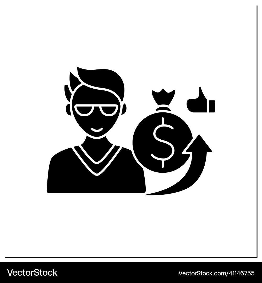 Influencer sponsorship glyph icon Royalty Free Vector Image