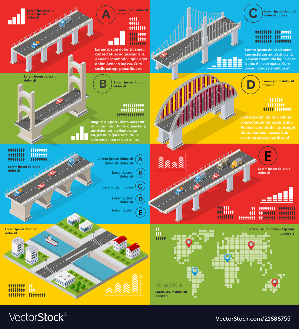 Infographics bridges in field Royalty Free Vector Image