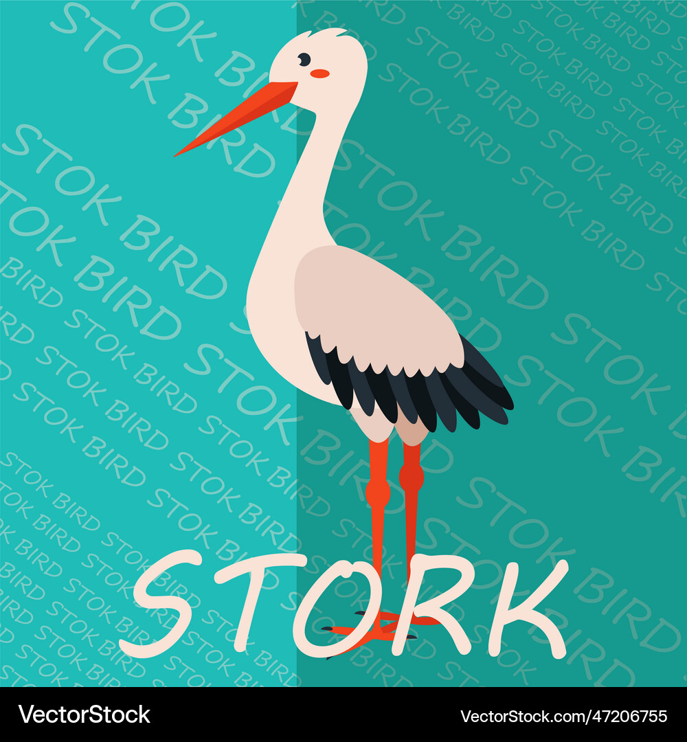 Poster banner with stork bird and text Royalty Free Vector