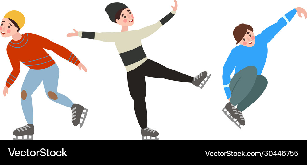 Set different male characters figure skating Vector Image