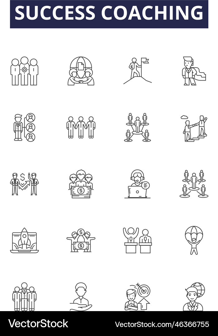 Success coaching line icons and signs Royalty Free Vector
