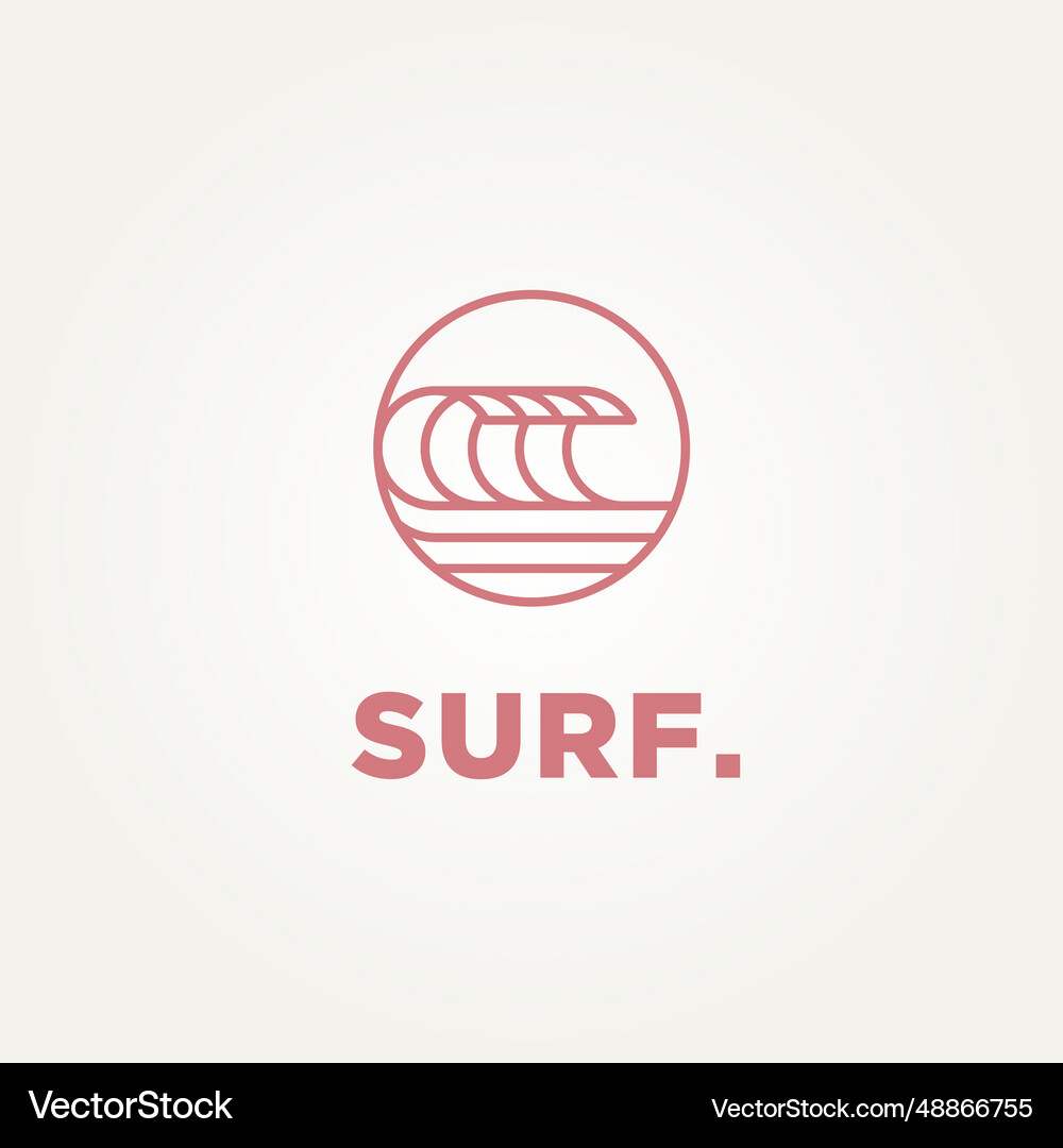 Surf minimalist line art logo template design Vector Image