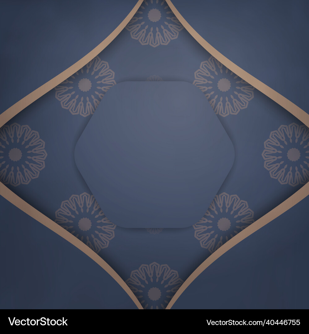 Template greeting card in blue with a brown Vector Image