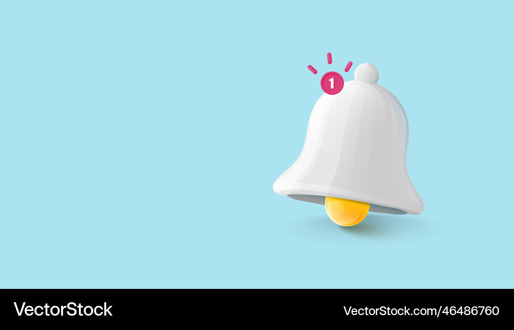 3d notification bell alert social media Royalty Free Vector