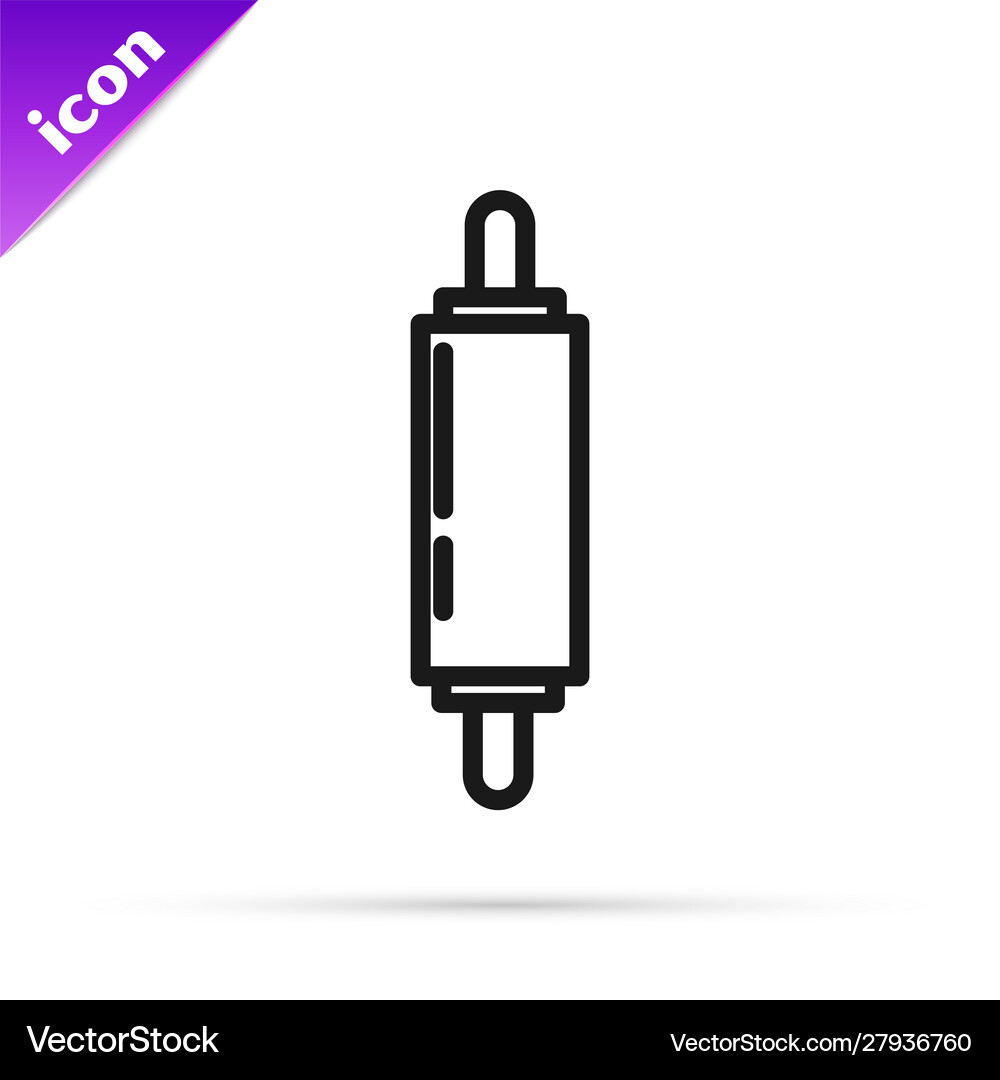 Black line rolling pin icon isolated on white Vector Image