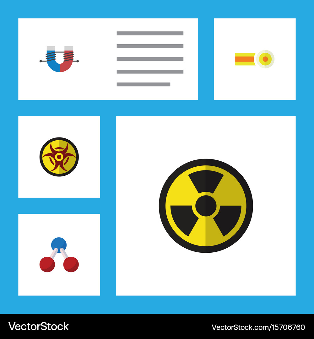 Flat icon study set of nuclear irradiation Vector Image