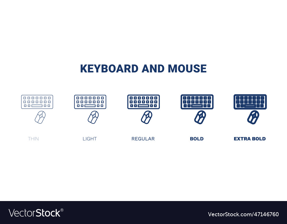 Keyboard and mouse icon thin light regular bold Vector Image
