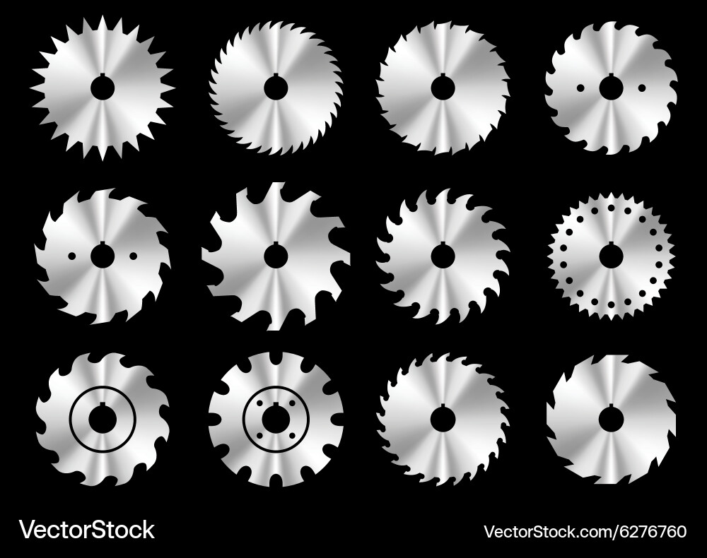 Set of different circular saw blades Royalty Free Vector