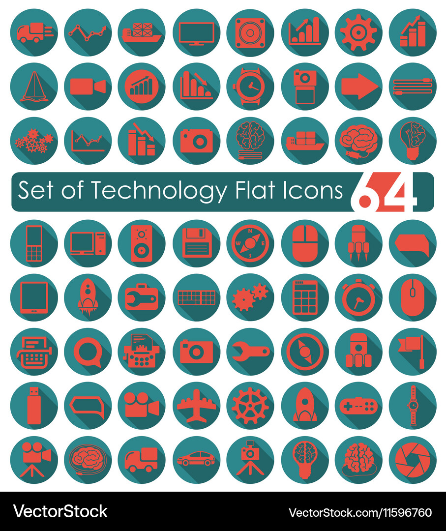 Set of technology flat icons Royalty Free Vector Image
