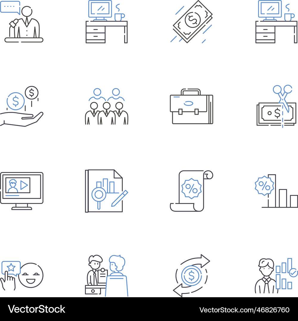 Value funds line icons collection growth Vector Image