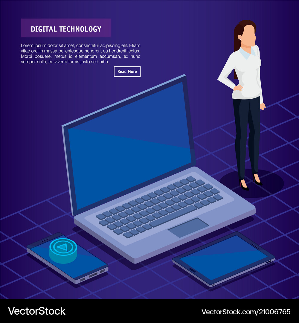 Digital technology with business person isometric Vector Image